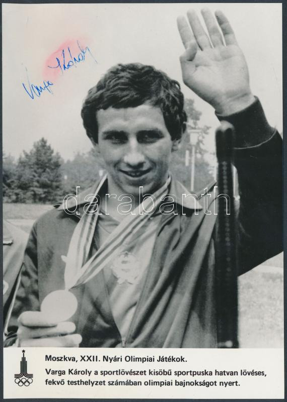 1980 Varga Károly 1955 olimpiai bajnok sportlövő aláírása őt