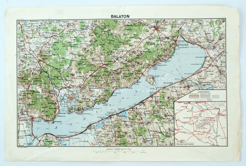 cca 1930 Balaton-térkép, 1:200.000, Magyar Királyi Állami | Darabanth Kft.