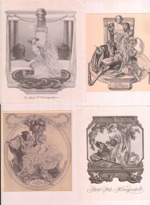 Franz von Bayros (1866-1924): 6 db erotikus ex libris. Klisé, papír, | Darabanth Kft.