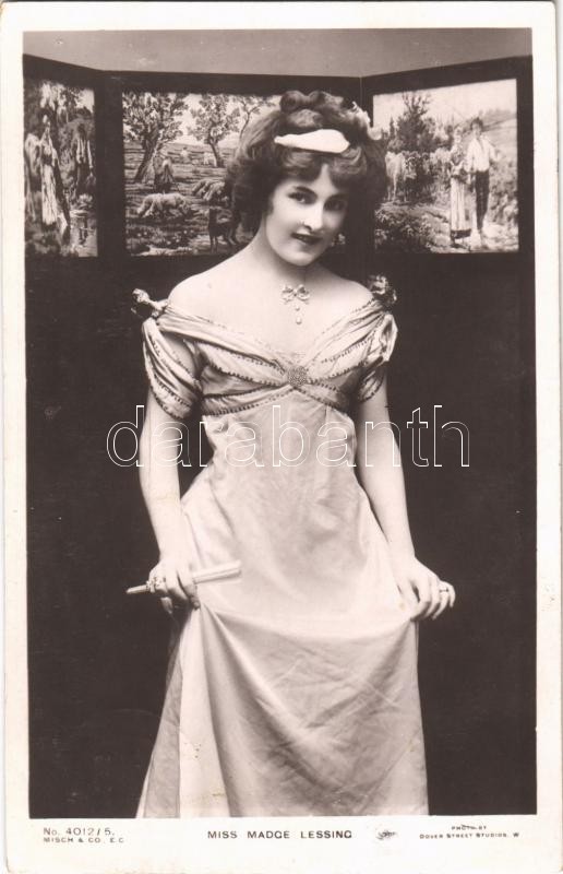 1908 Miss Madge Lessing British actress, photo by Dover street | Darabanth Kft.