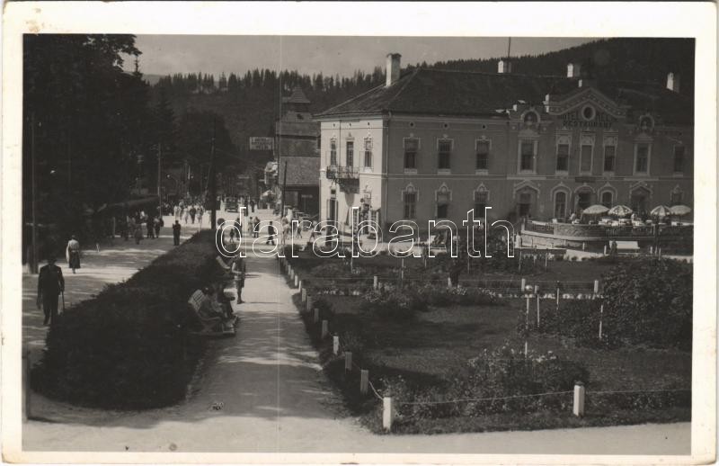 1941 Borszék, Borsec; Park, Hotel Mélik szálloda és étterem, nyaraló ...