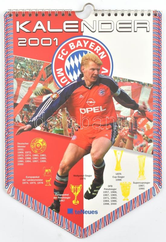 2001 FC Bayern München naptár, benne aláírásokkal: Mehmet Scholl ...