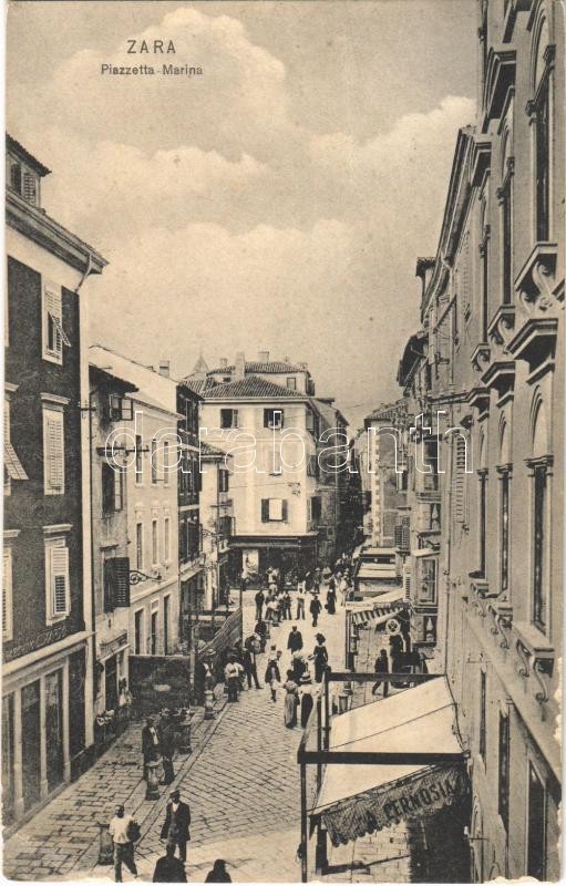 Zadar, Zara; Piazzetta Marina / square, shops of A. Cernosia and ...