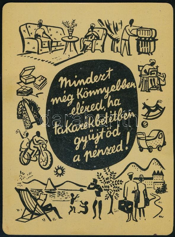 1954 'Boldog új évet kíván az Országos Takarékpénztár' fém kártyanaptár 1954 'Boldog új évet kíván az Országos Takarékpénztár' fém kártyanaptár