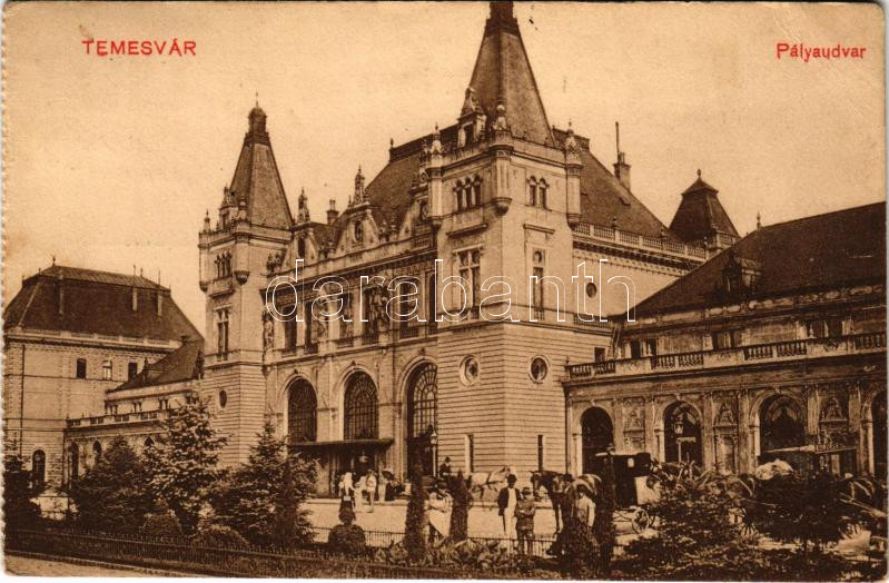 1910 Temesvár, Timisoara; Józsefvárosi pályaudvar, vasútállomás ...